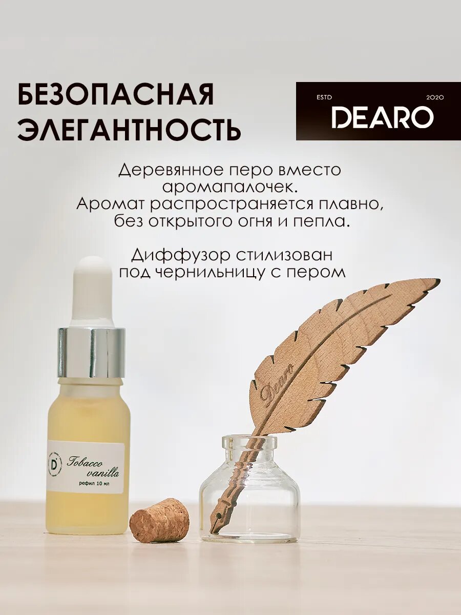 Мини диффузор с ароматом Tabacco vanilla Dearo интерьерный декор, 10 мл, готовый подарок — фото 1