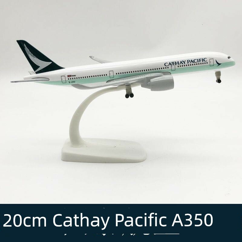 20 см алюминиевая модель самолета Airbus A350 авиакомпании Cathay Pacific с колесами шасси