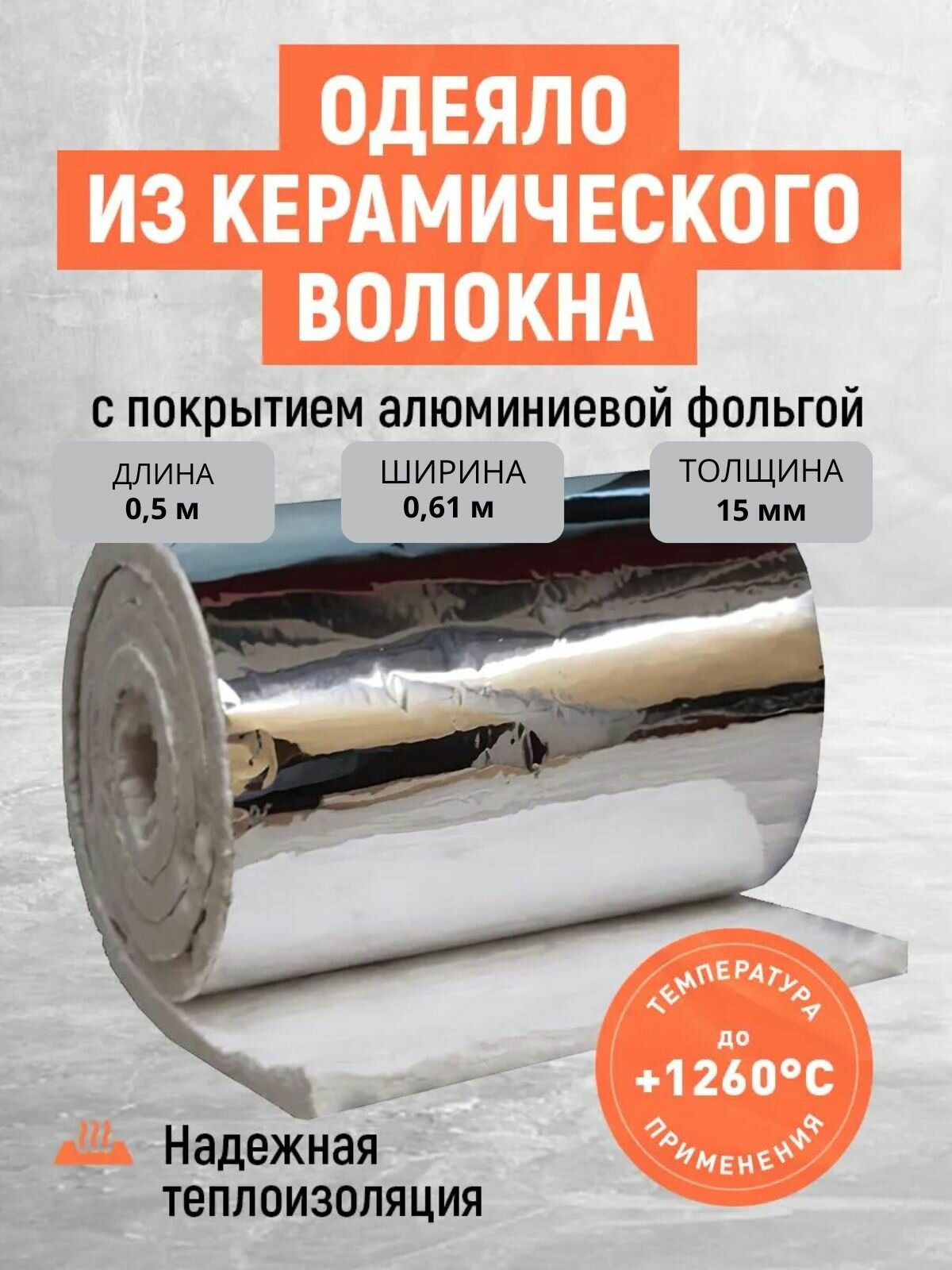 Огнеупорное одеяло с покрытием фольгой! Негорючий материал! Теплоизоляция бань, саун, печей, каминов / термостойкий мат / огнезащита фольгированный утеплитель для бани