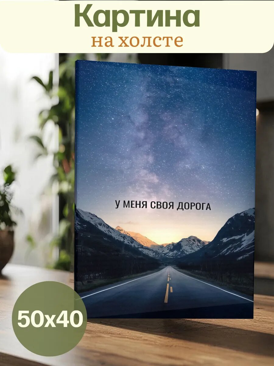 Картина 40х50 Природа Река Горы Эстетика Пейзаж Зелень
