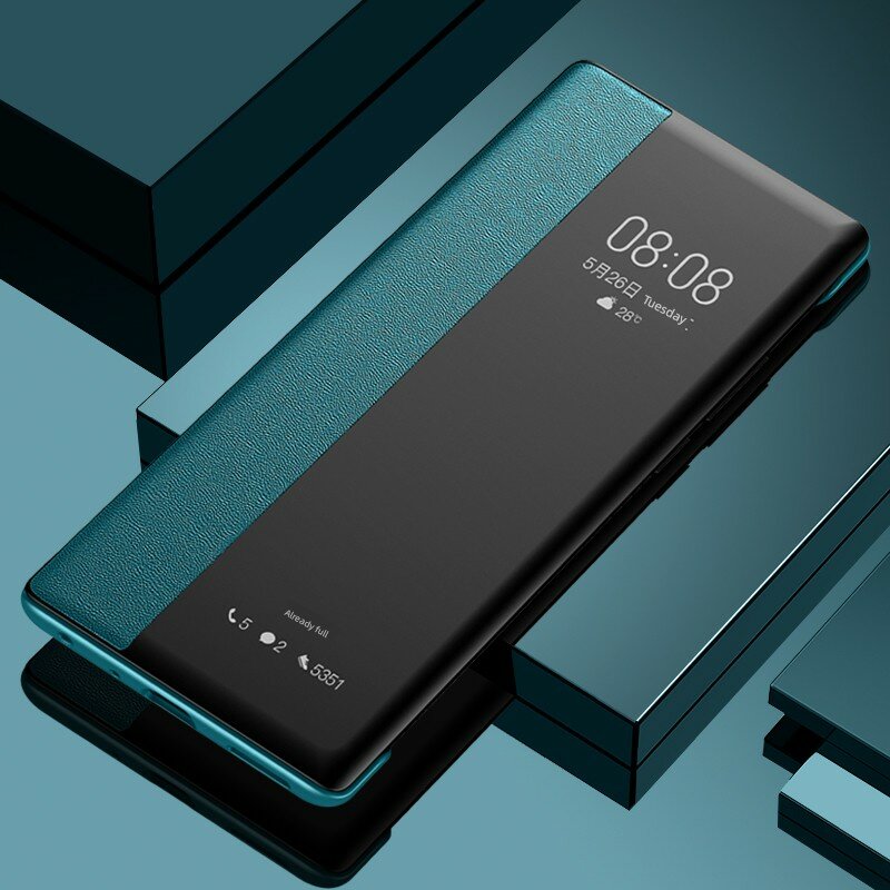 Huawei Mate 40 RS Porsche Design Складной чехол с окном и функцией сна/пробуждения, изумрудно-зеленый - включает