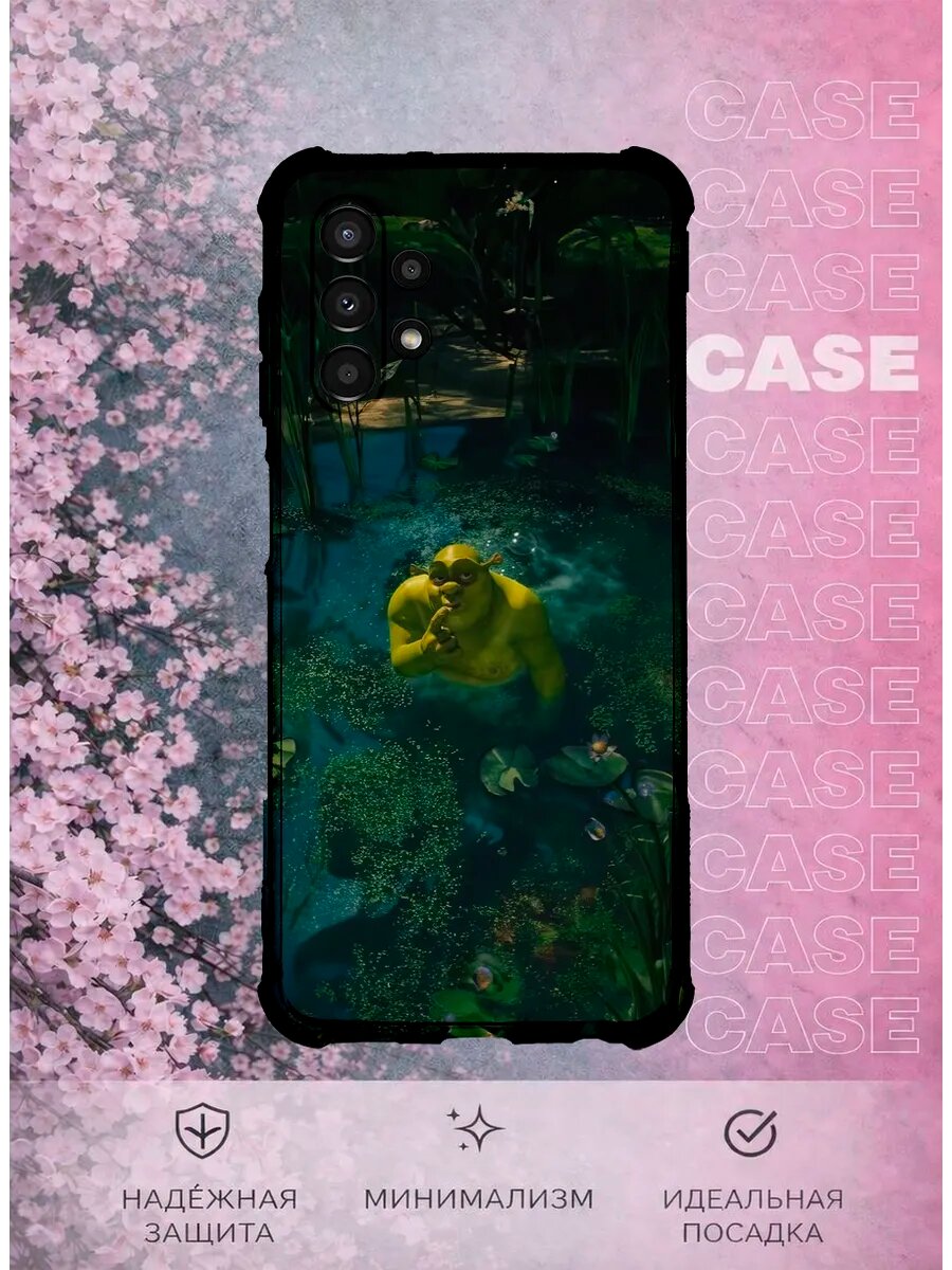 Чехол на Samsung A13 с принтом Шрек на болоте