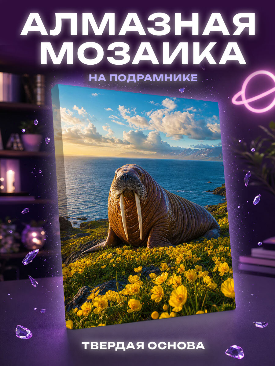 Алмазная мозаика Янтарный закат в царстве моржа