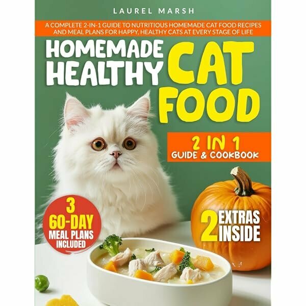 Homemade Healthy Cat Food: A Complete 2-in-1 Guide to Nutritious Homemade Cat Food Recipes and Meal Plans for Happy, Healthy Cats at Every Stage of Life，Reprinted paperback book