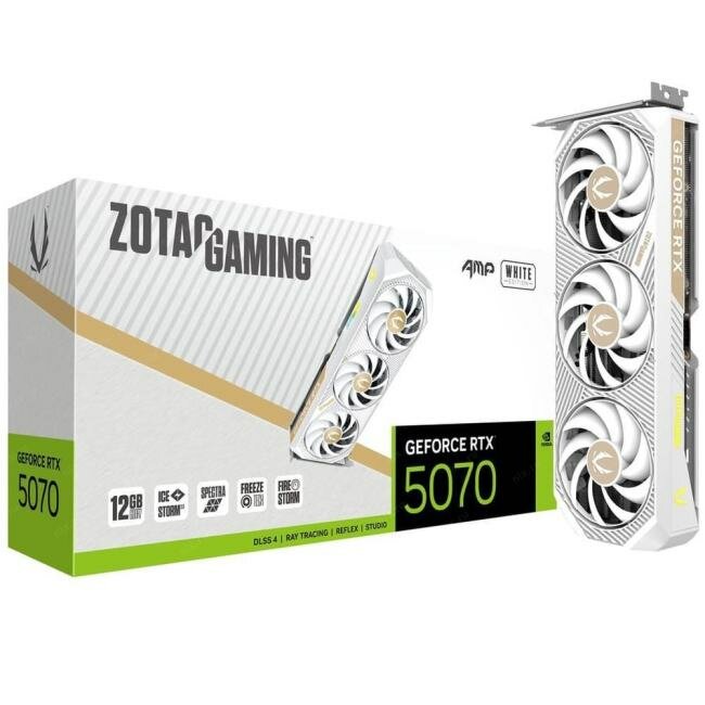ZT-B50700FQ-10P Видеокарта Zotac PCI-E 5.0 RTX 5070 AMP WHITE ED NVIDIA GeForce RTX 5070 12Gb 192bit GDDR7 2587/28000