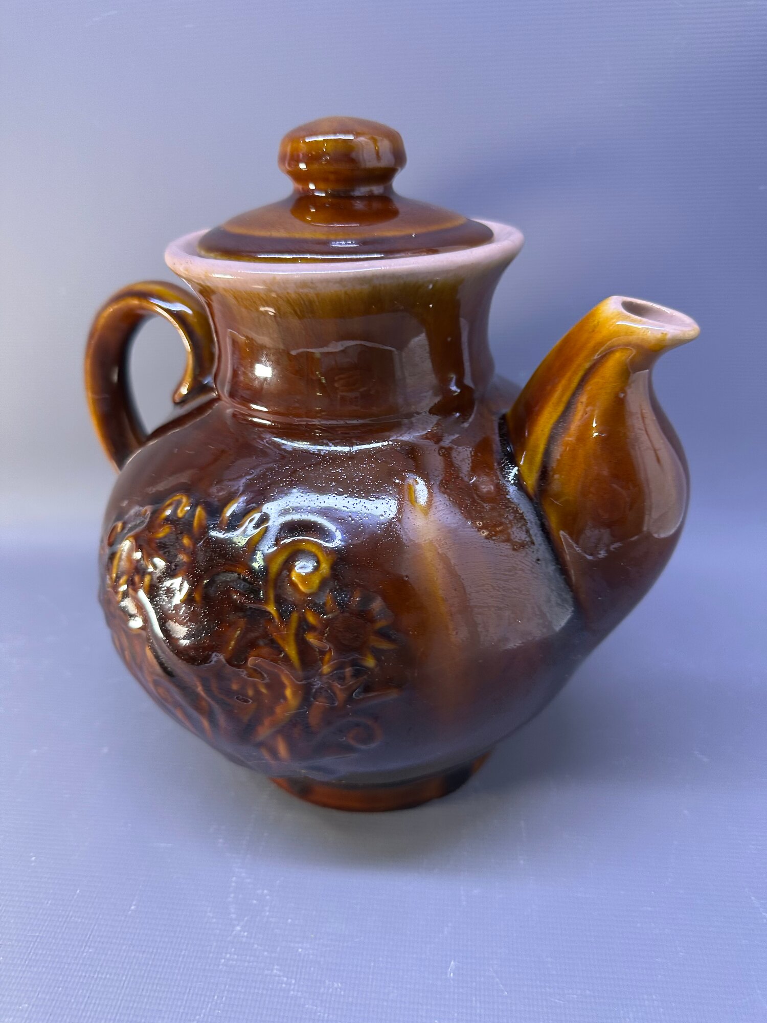 Чайник заварочный, керамика, СССР, мытьё в посудомойке, коричневый