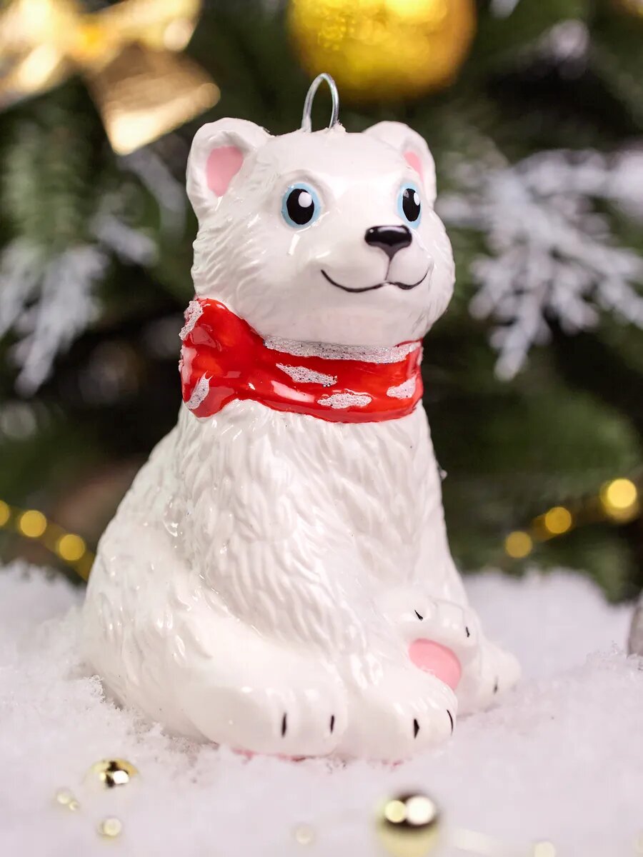Новогодняя елочная игрушка Медвежонок 8 см