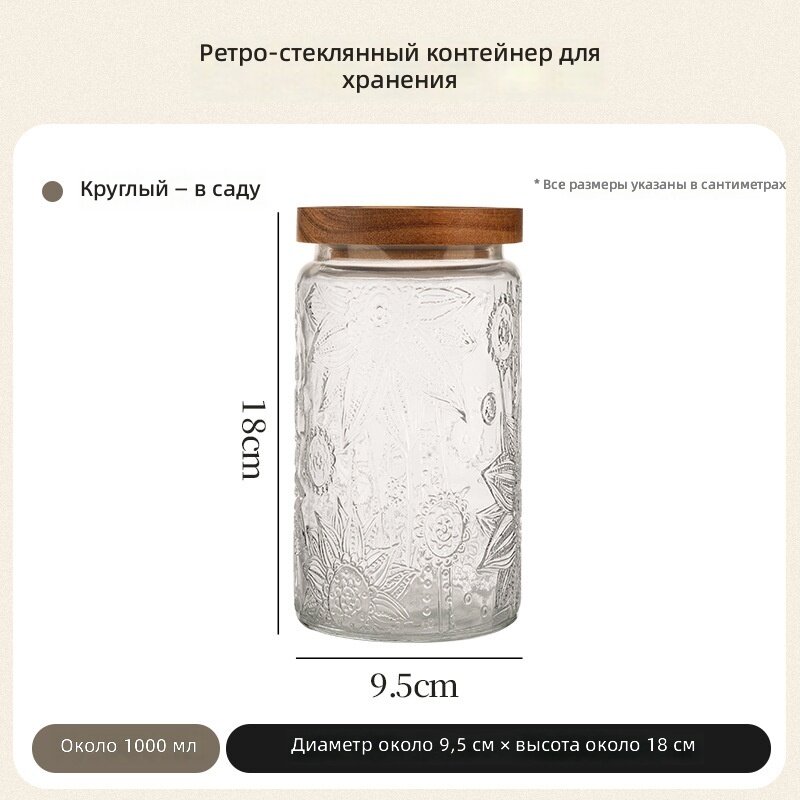 Круглый флакон с цветочным дизайном для сада (большой объем 1000 мл с крышкой из сапера)