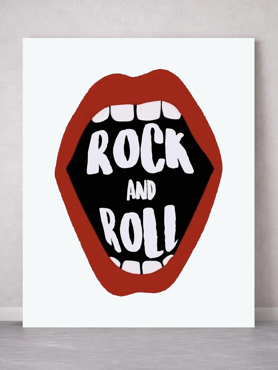 Картина на стену 40х50 см Рот Rock and roll