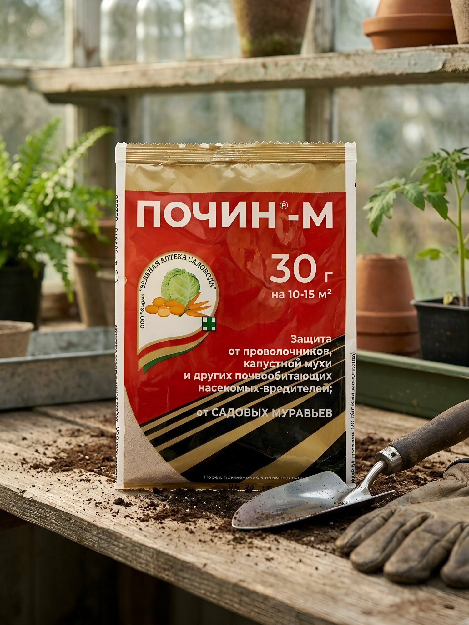 Инсектицид Почин от проволочника, капустной мухи и садовых муравьев, порошок 30 г, Зеленая аптека Садовода