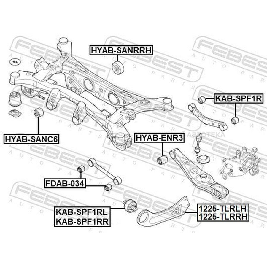 Тяга задняя продольная левая FEBEST 1225TLRLH