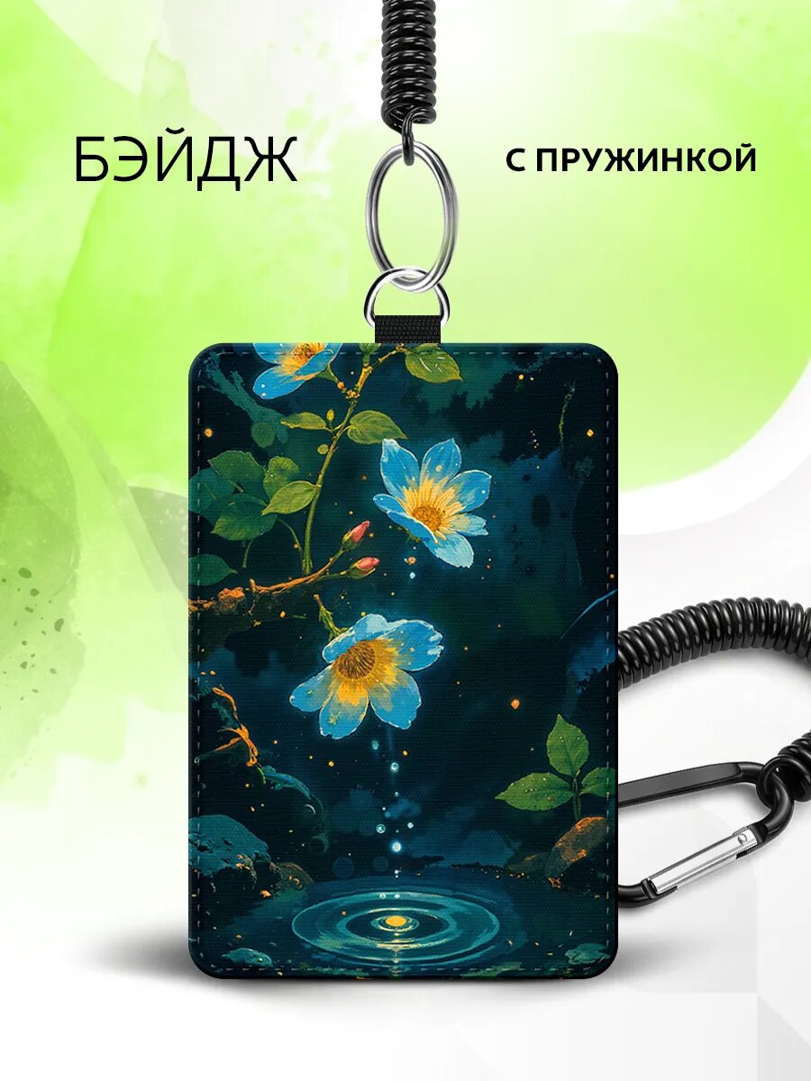 Бейдж на пропуск из эко-кожи с принтом