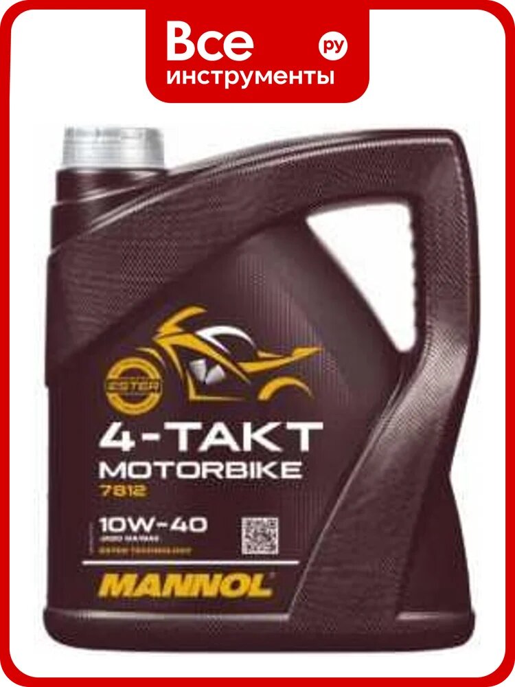 Масло синтетическое моторное 4-TAKT MOTORBIKE 10W-40 4 л для мотоциклов MANNOL 1963, и питбайков