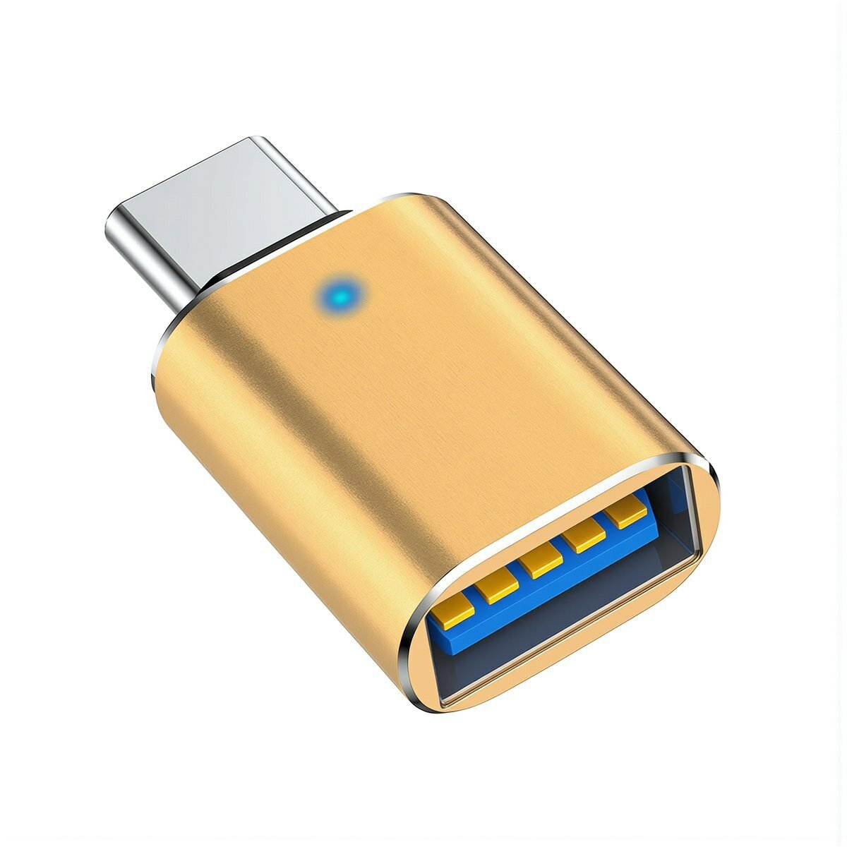 Универсальный маленький переходник Type-C на USB 3.0 с OTG светодиодом для мобильных устройств и авто