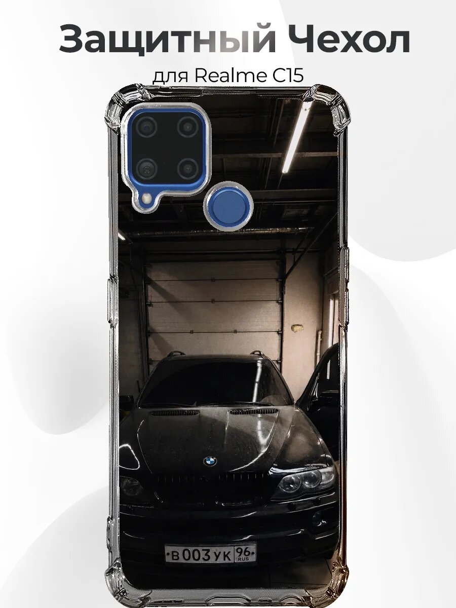 Чехол на Realme C15 черный BMW X5 E53