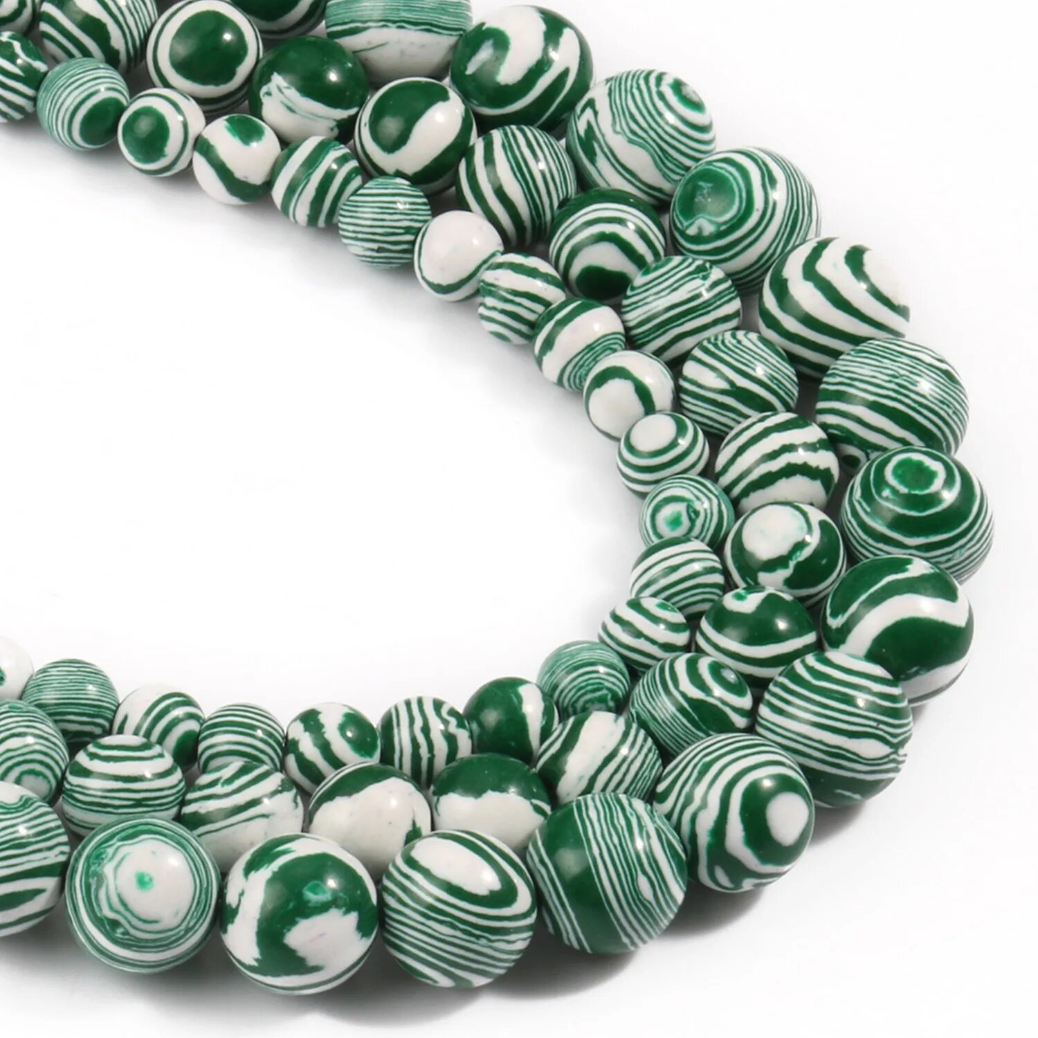 Малахитовые бусины для бижутерии Зеленый, 6mm 61pcs, Green Malachite