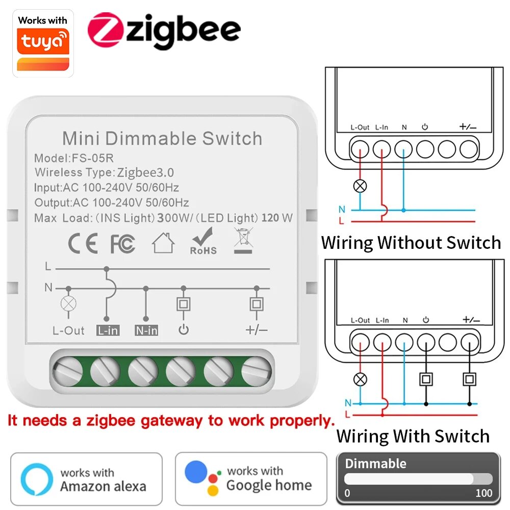 Lxin Tuya WiFi/Zigbee Диммер Zigbee Version, 1 piece pack