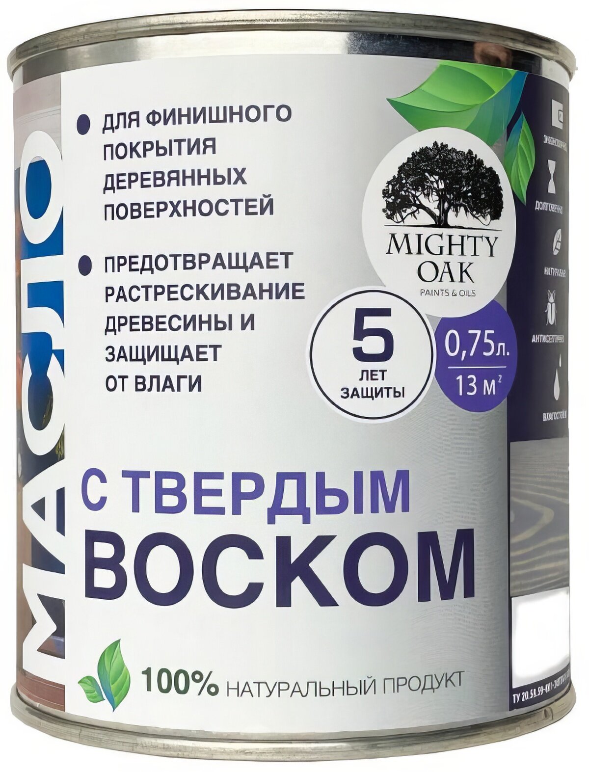 Масло с твердым воском Mighty Oak цвет графит 0.75 л