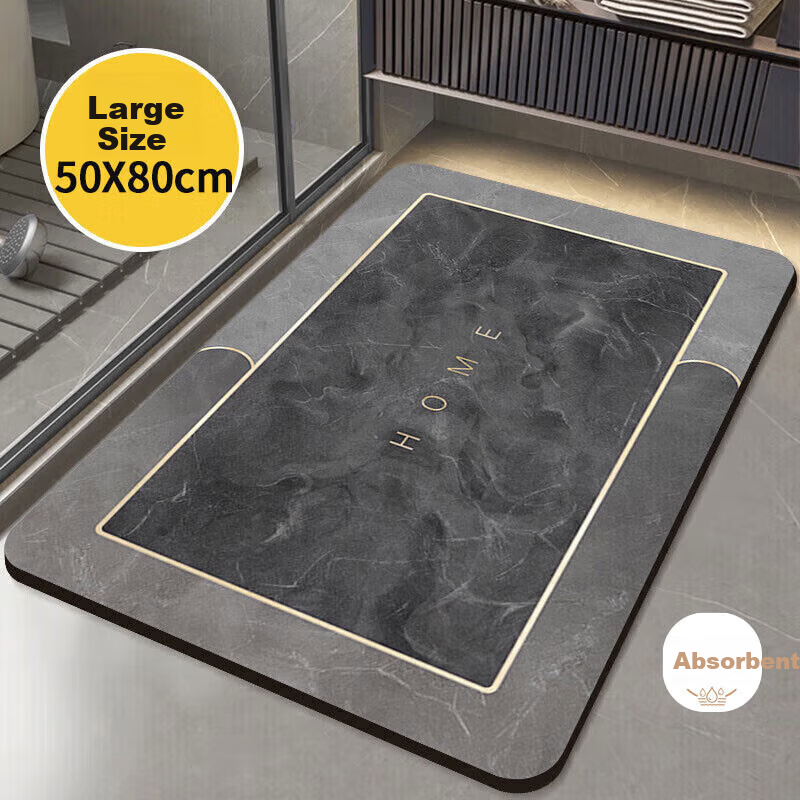 Текстильная коврик для ванной комнаты 50x80 см с противоскользящим покрытием и быстросохнущим эффектом Цвет：Водяной