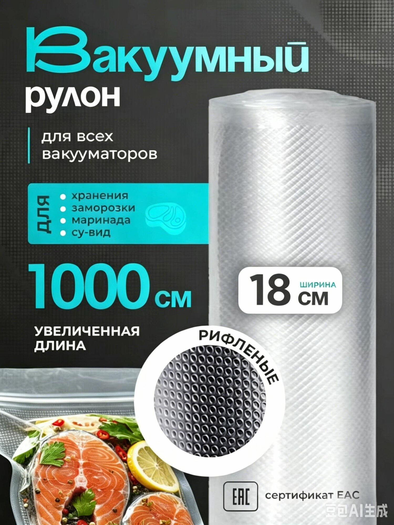 Пакеты для вакууматора рифленые 18х1000 см