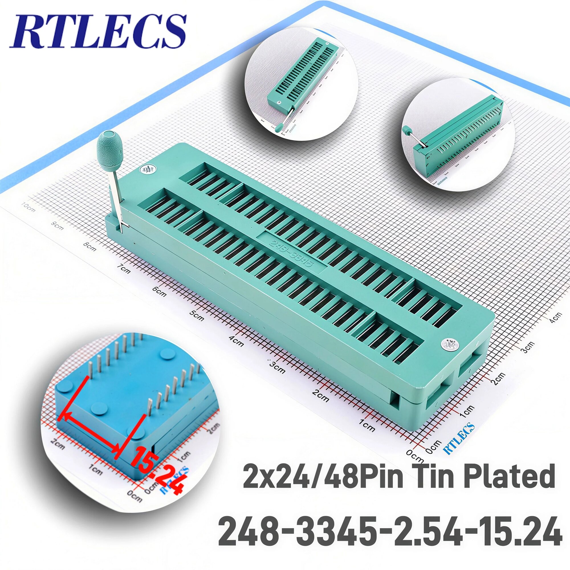 RTLECS Тестовый разъем DIP ZIF 14-48 Pin 2.54 мм 48Pin 15.24mm Tin