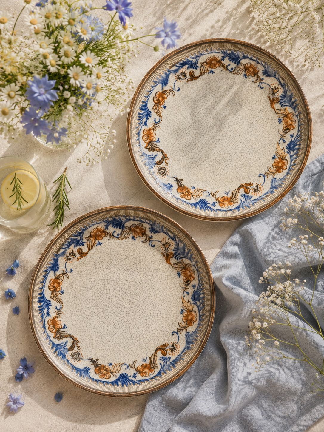 Набор фарфоровых тарелок 25 см, серия Retro Floral, бренд Bonna