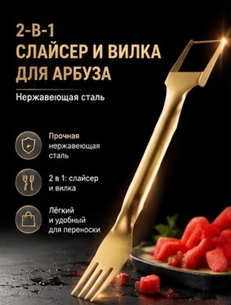 Вилка для арбуза, компактная и лёгкая, 25x3.2 см, идеальна для дома и пикника