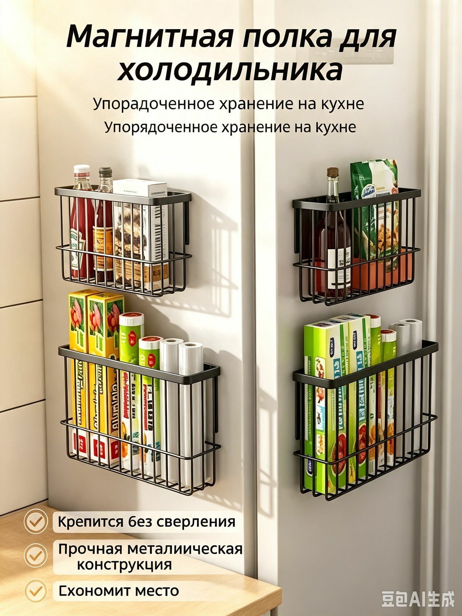 Держатель кухонный для мусорных пакетов, для специй, 26 см х 8 см х 15.5 см, 1 шт