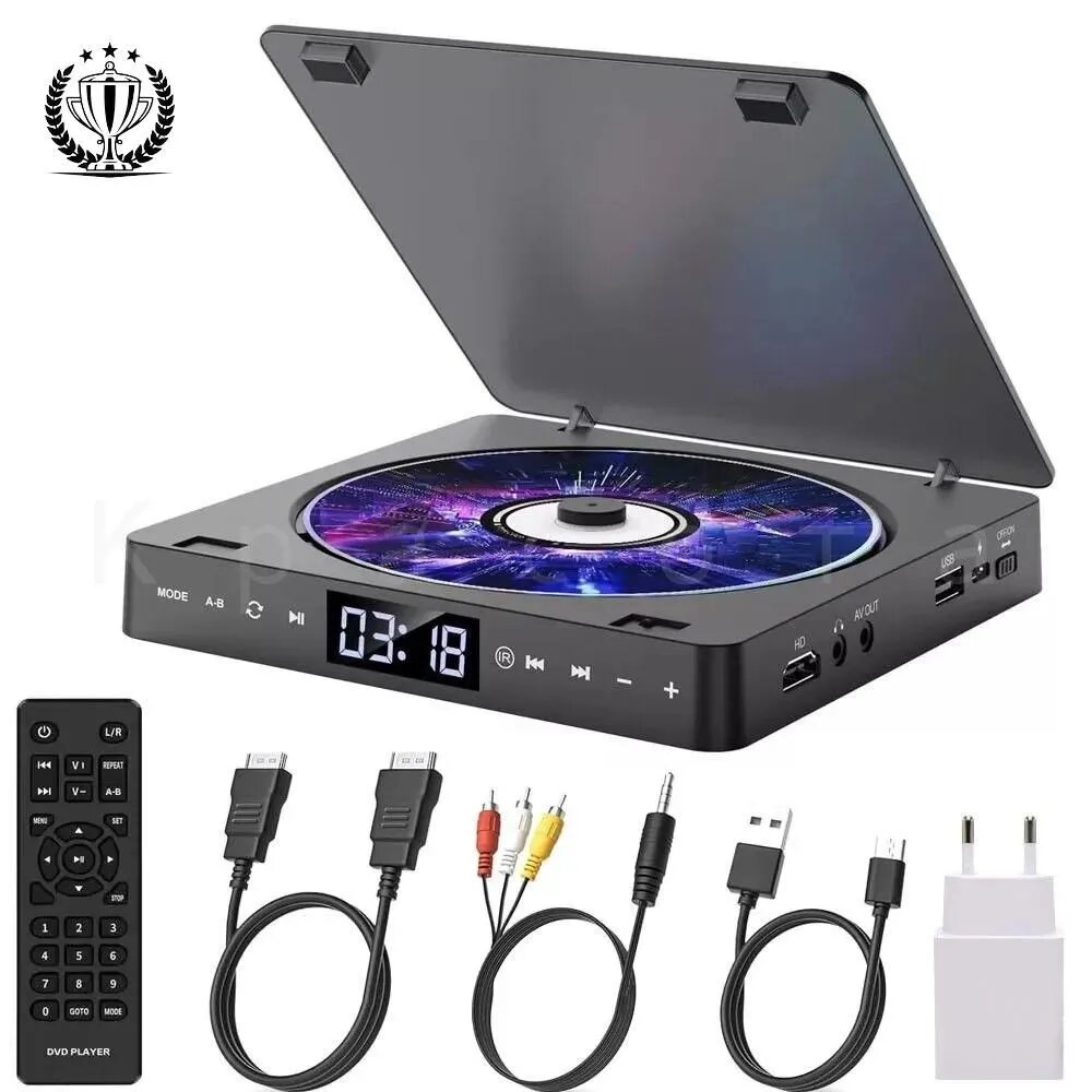 GM Портативный CD проигрыватель плеер с пультом управления WMA, CD, USB, MP3, Bluetooth, AVI, Домашний DVD-плеер высокой четкости