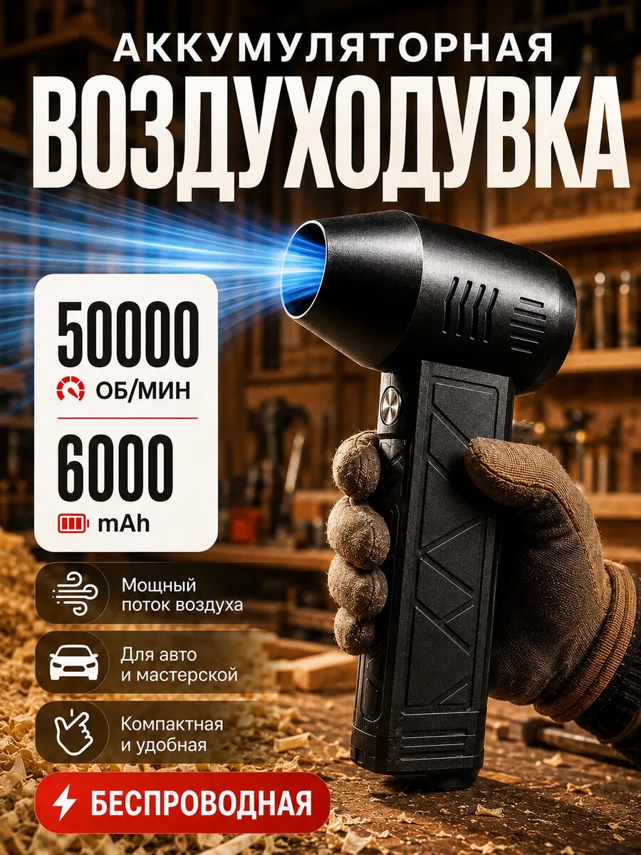 Воздуходувка аккумуляторная мощная бесщеточная