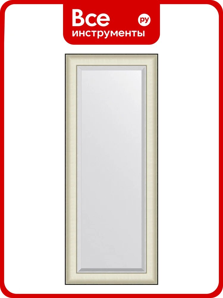 Зеркало EVOFORM с фацетом в багетной раме - белая кожа с хромом 78 мм (54x134 см) BY 7454