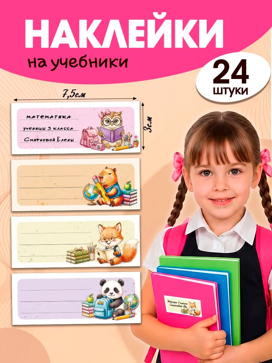 Наклейки на тетради и учебники для подписи школьные