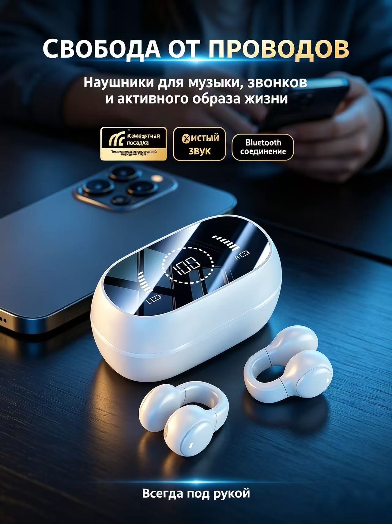 Беспроводные наушники Xiaomiyoupin M47 белые, TWS Bluetooth с шумоподавлением, Hi-Fi звук，белое