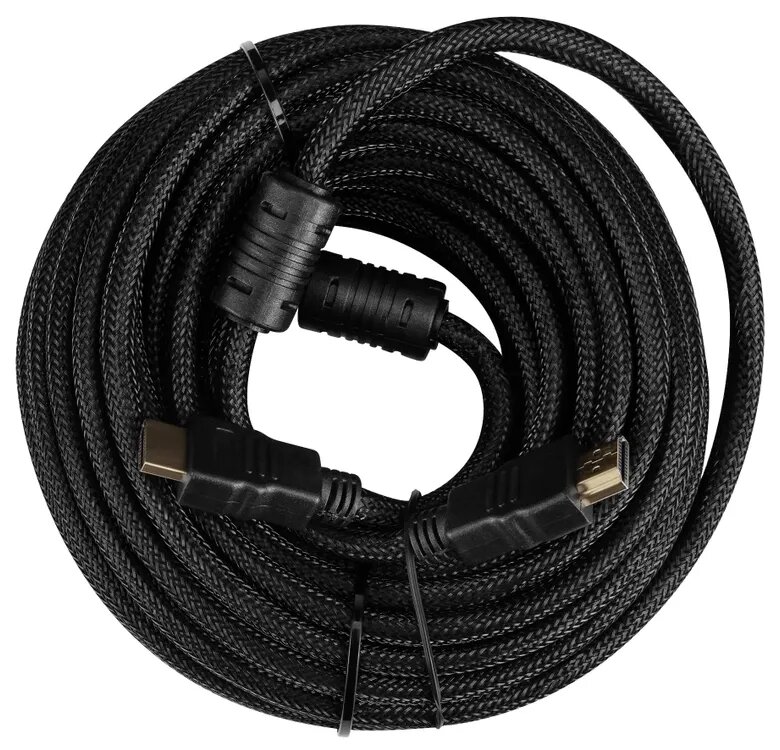 Кабель аудио-видео Buro HDMI (m) - HDMI (m), ver 1.4, 10м, GOLD, ф/фильтр, черный