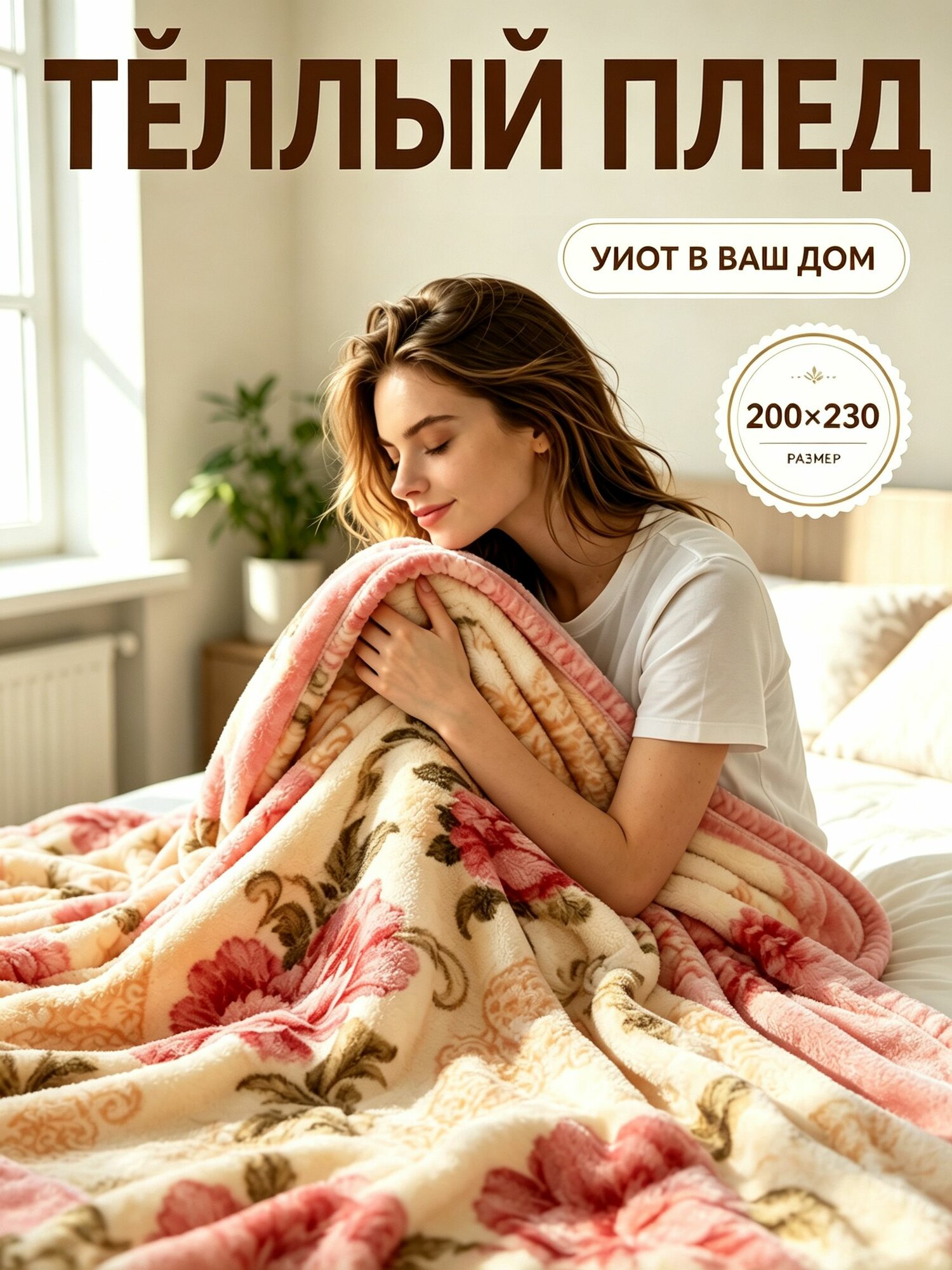 Greenville Плед 200x220 см плюшевый 3d-эффект розовый