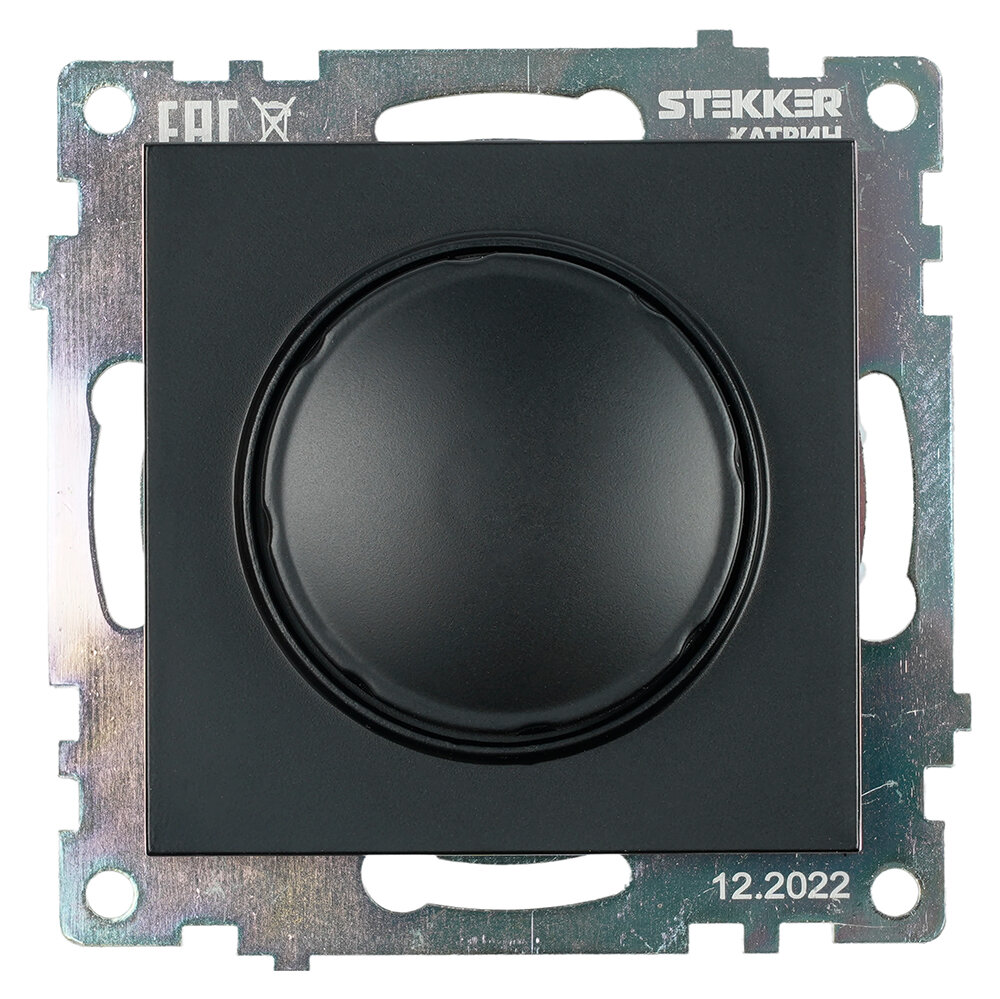 Выключатель диммирующий TRIAC 250В, 500W, серия Катрин, GLS10-7106-05, черный (без рамки), STEKKER 39615