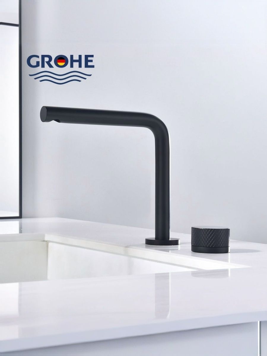Grohe Смеситель для раковины на два отверстия Высокий излив, две высоты (для встраиваемой и накладной раковины