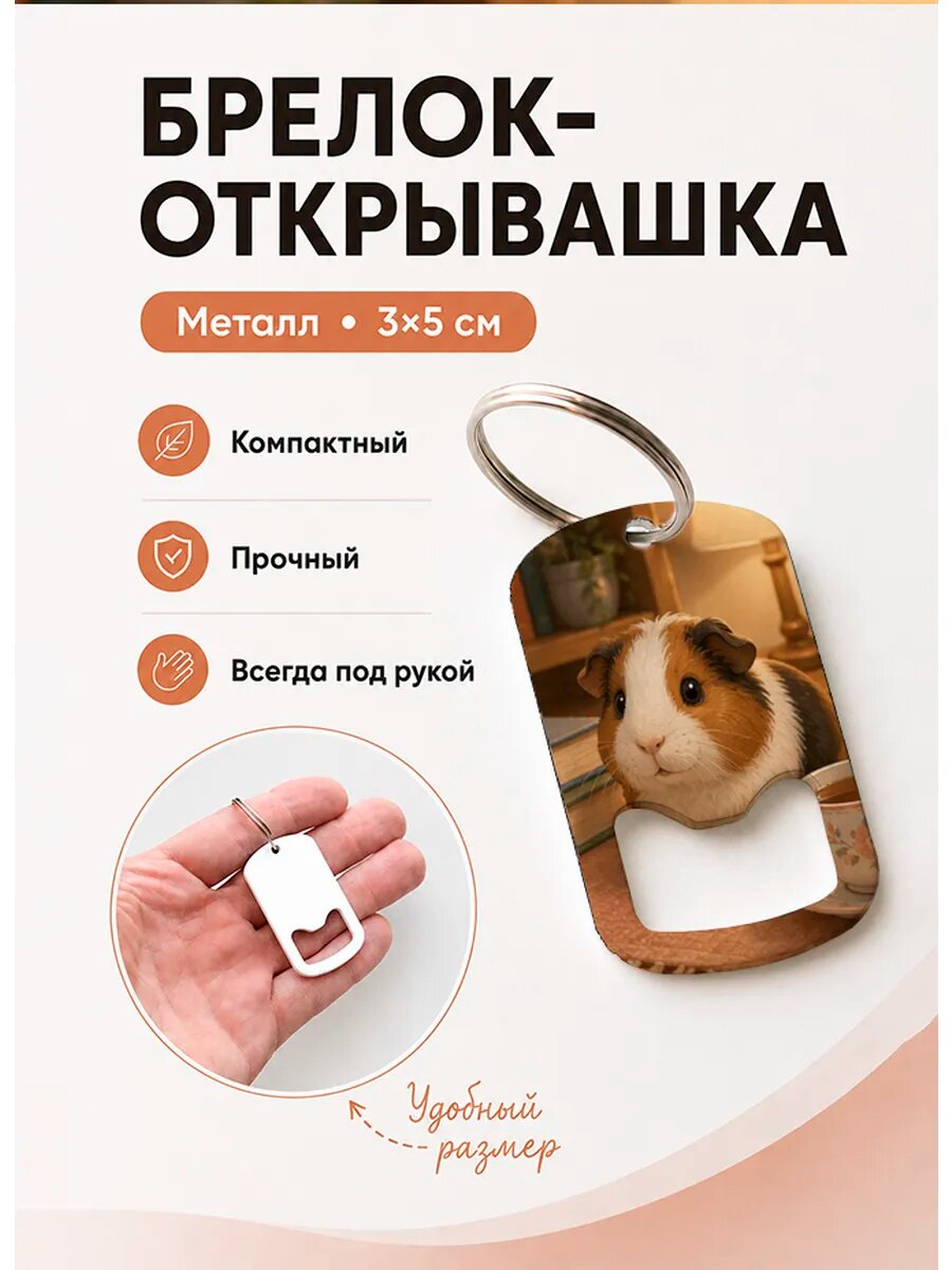 Брелок открывашка "Морская Свинка у Чая"