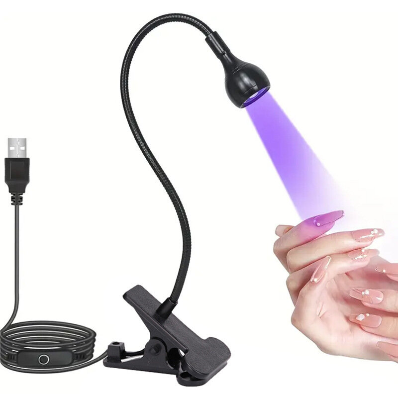USB-лампа для сушки ногтей с черной металлической головкой, 5 Вт светодиодная, быстрое отверждение ногтей, компактный