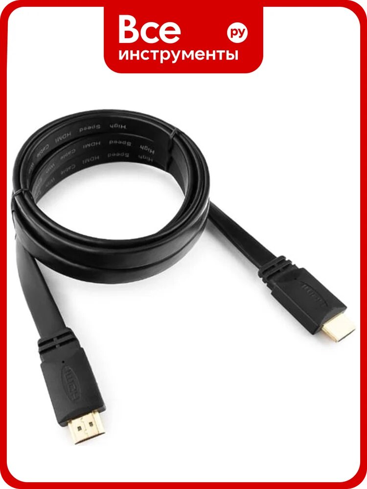 Кабель Cablexpert HDMI v2.0, 19M/19M, 1.8м, медь, позол. разъемы, экран, плоский кабель, черный CC-HDMI4F-6