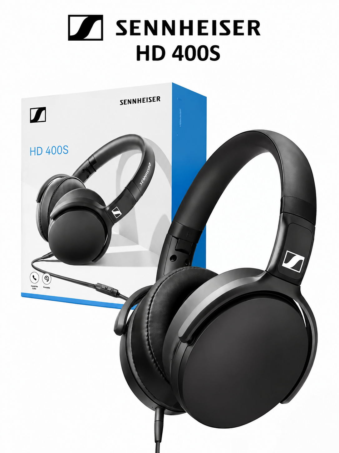 Наушники проводные с микрофоном Sennheiser HD 400S, 3.5 мм, черный