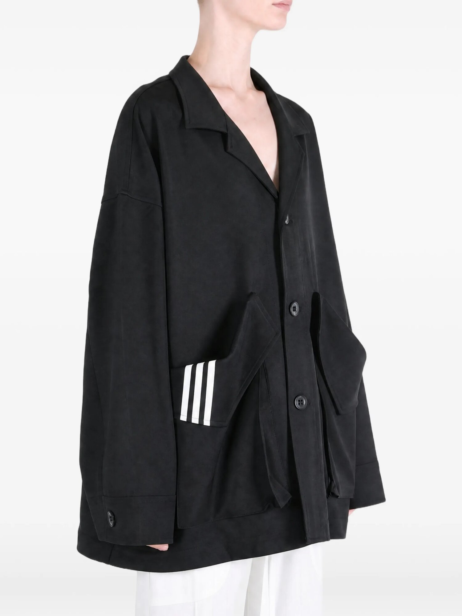 Пальто Y-3 Chore oversized logo-patch coat, размер 40, черный — фото 1