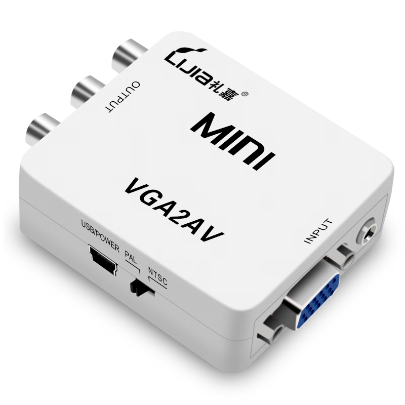 LIJIA MINI VGA в AV конвертер с трехцветным кабелем для высококачественного подключения ПК к старым телевизорам