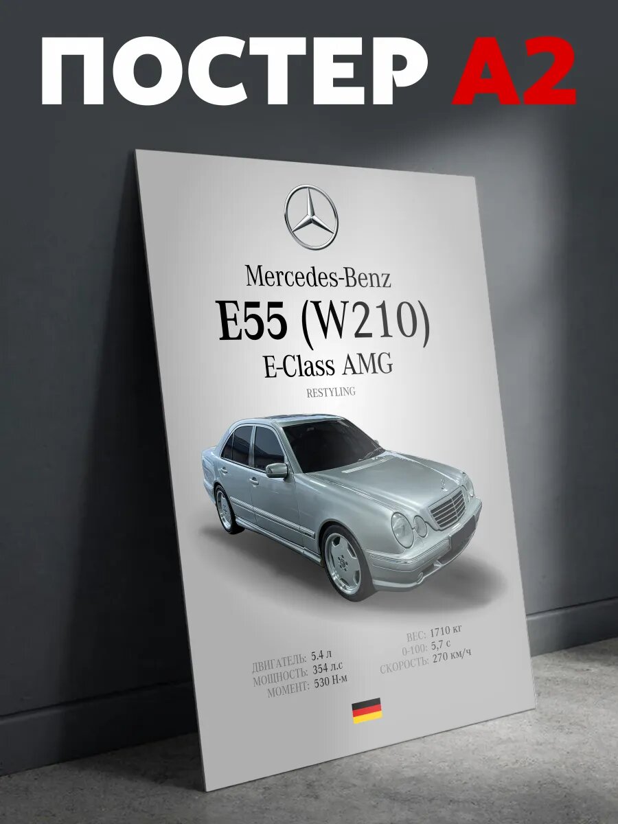 Постер на стену Mercedes E55 W210 E-Class AMG плакат А2