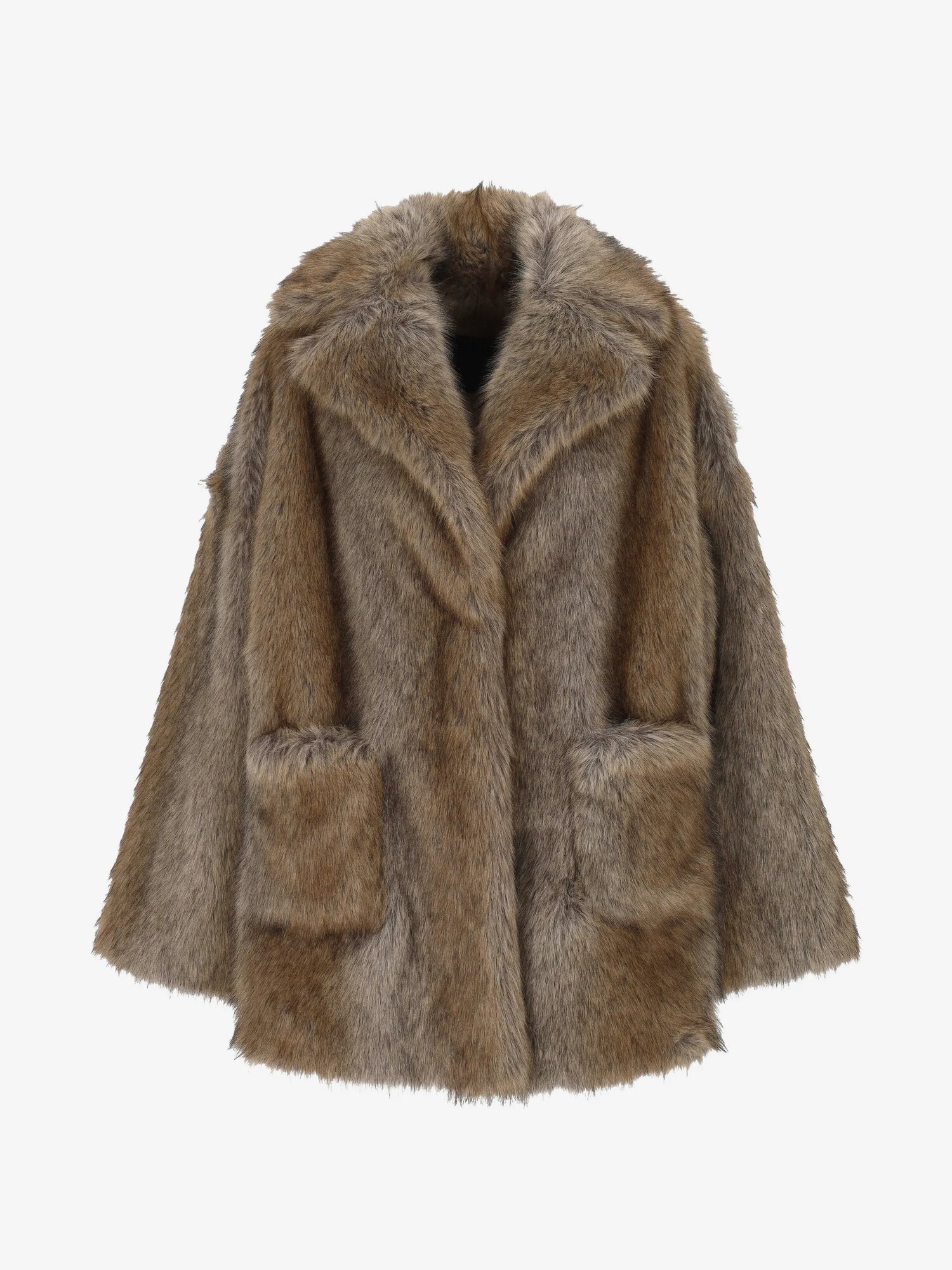 Пальто Faux-fur notched-lapels coat