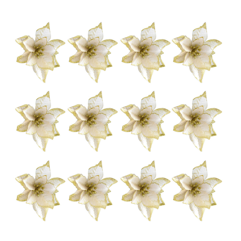 24 Штуки Исскуственные Цветы Для Ёлки Золотой Цвет Christmas Flower Decoration Размер 13.00X13.00X4.00Cm