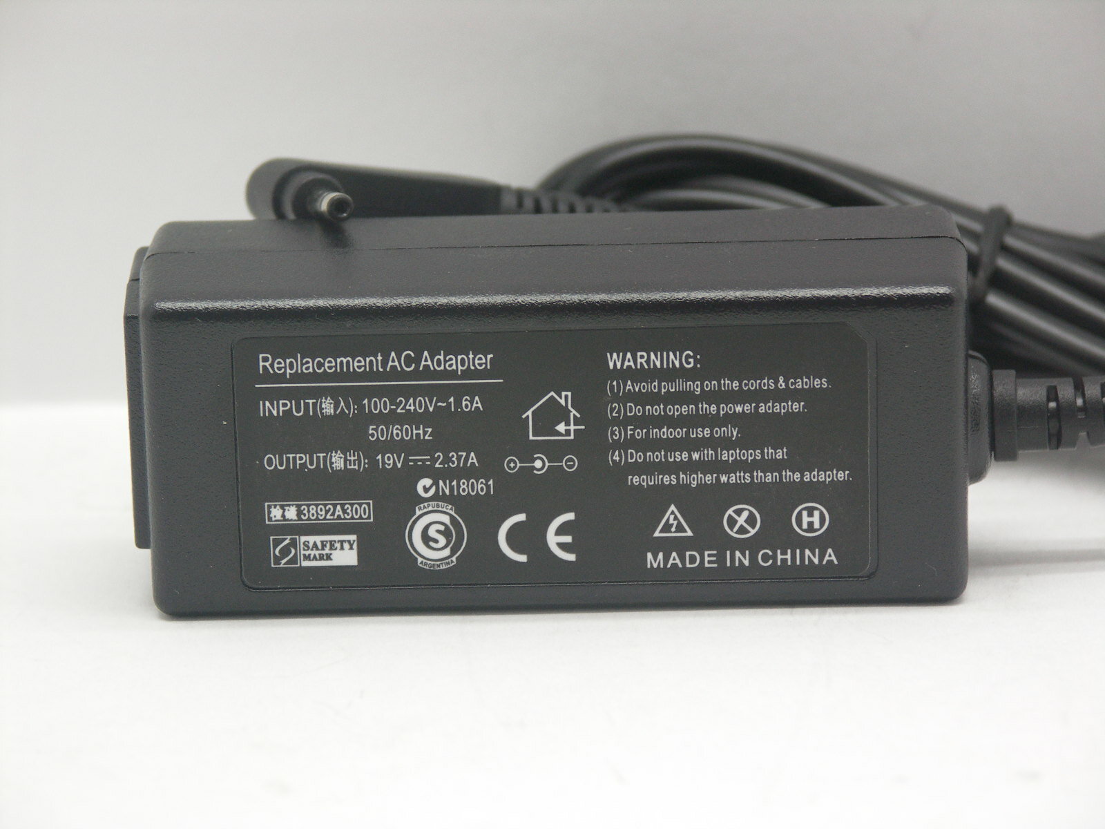 Блок питания для Asus 19V/2,37A 45W, разъем 3x0.7, с вилкой в розетку, LAC-AS05