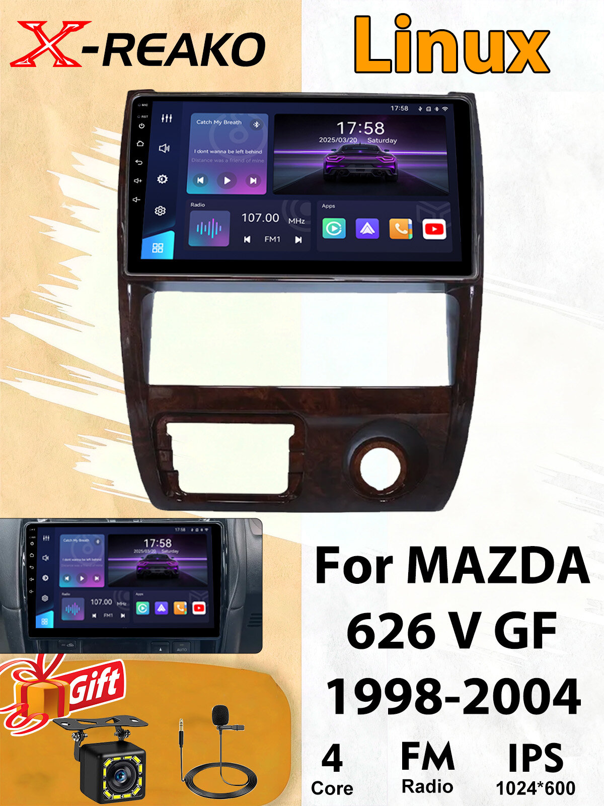 Магнитола для MAZDA 626 V GF 1998-2004 экран 9 дюймов Андроид wifi Bluetooth GPS