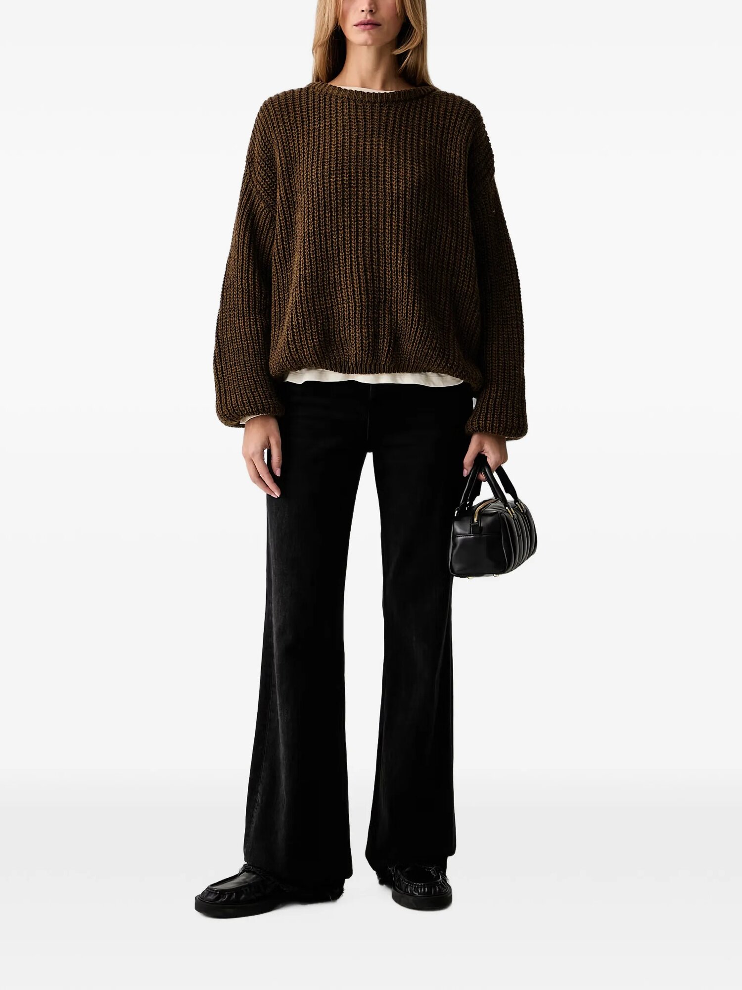 Свитер American Vintage Ribbed-knit logo-patch sweater, размер M-L, , brown — фото 1