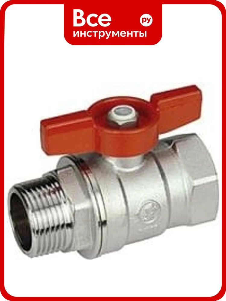 Шаровой кран Giacomini R254D 1", внутренняя/наружная, ручка-бабочка красная, хромированный R254X005
